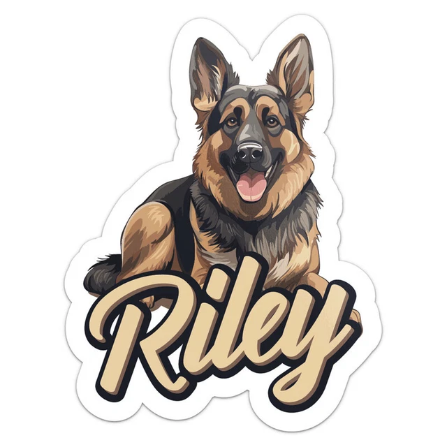 German Shepherd Dog Riley Sticker Phone Decal Water Bottle Stickers Car ...
