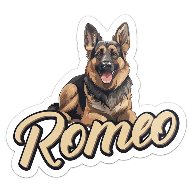 German Shepherd Dog Romeo Sticker Phone Decal Water Bottle Stickers Car ...