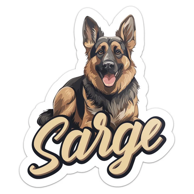 German Shepherd Dog Sarge Sticker Phone Decal Water Bottle Stickers Car ...