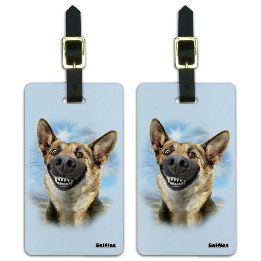 German Shepherd Dog Selfie Luggage ID Tags Suitcase Carry-On Cards ...