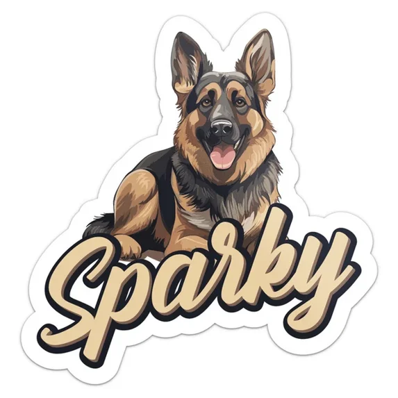 German Shepherd Dog Sparky Sticker Phone Decal Water Bottle Stickers ...