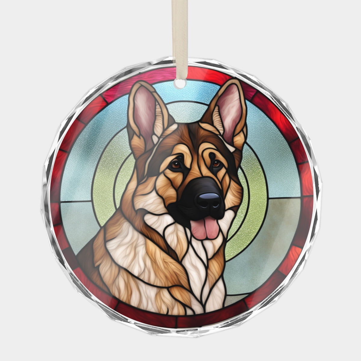 German Shepherd Dog Sticking Out it's Tongue, Pet Puppy Crystal Glass ...