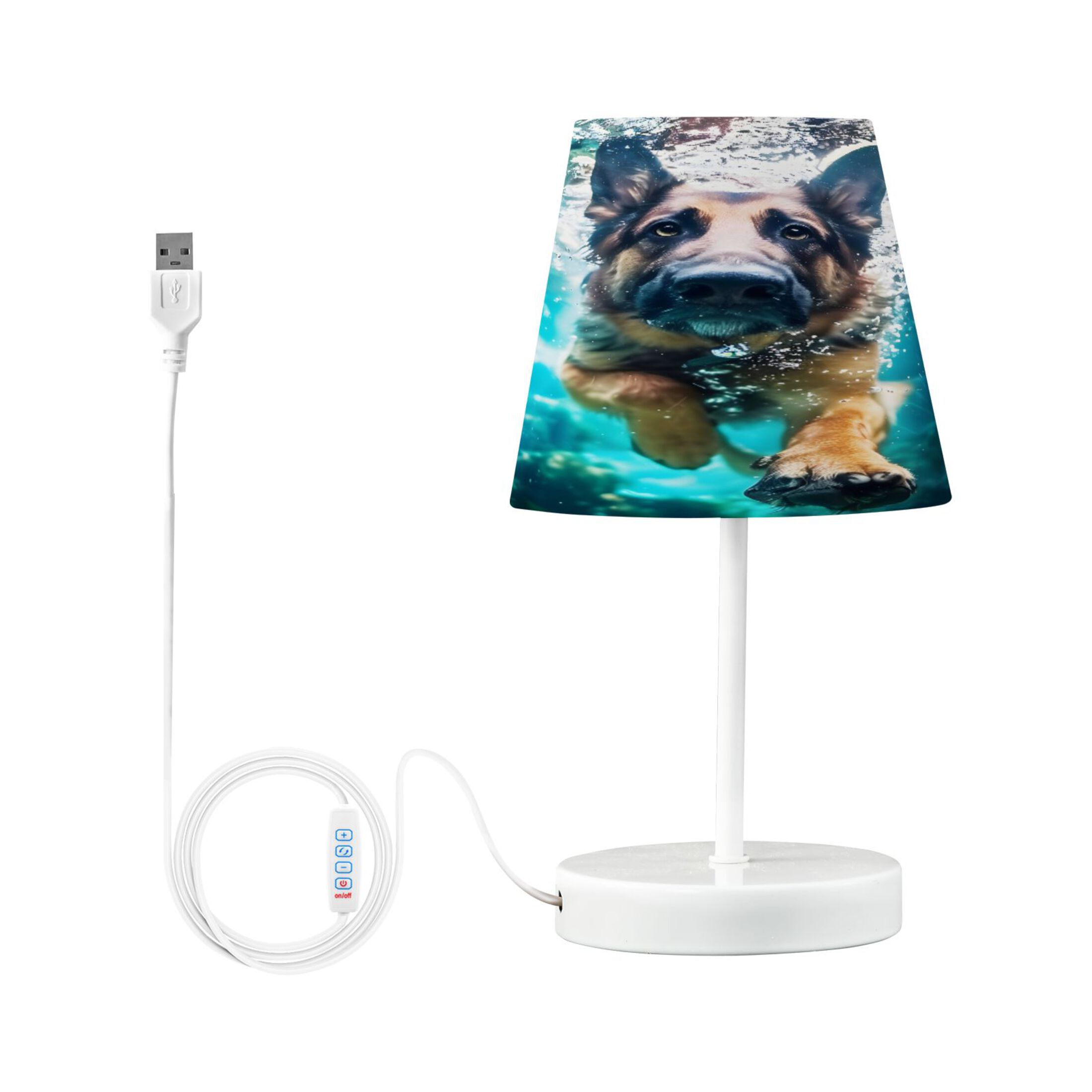 German Shepherd Dog Swimming Underwater Desk Lamp LED Table Nightstand ...