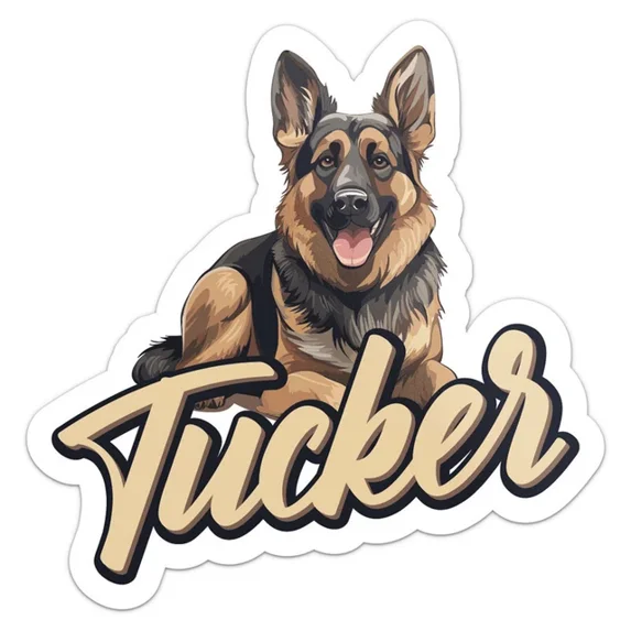 German Shepherd Dog Tucker Sticker Phone Decal Water Bottle Stickers ...