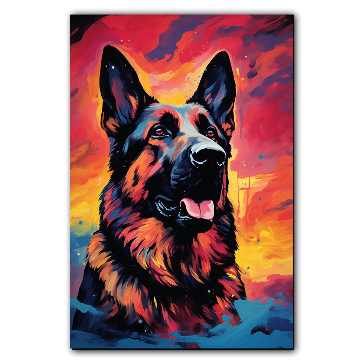 German Shepherd Dog Unframed Starry Night Van Gogh Inspired Dog Pet ...