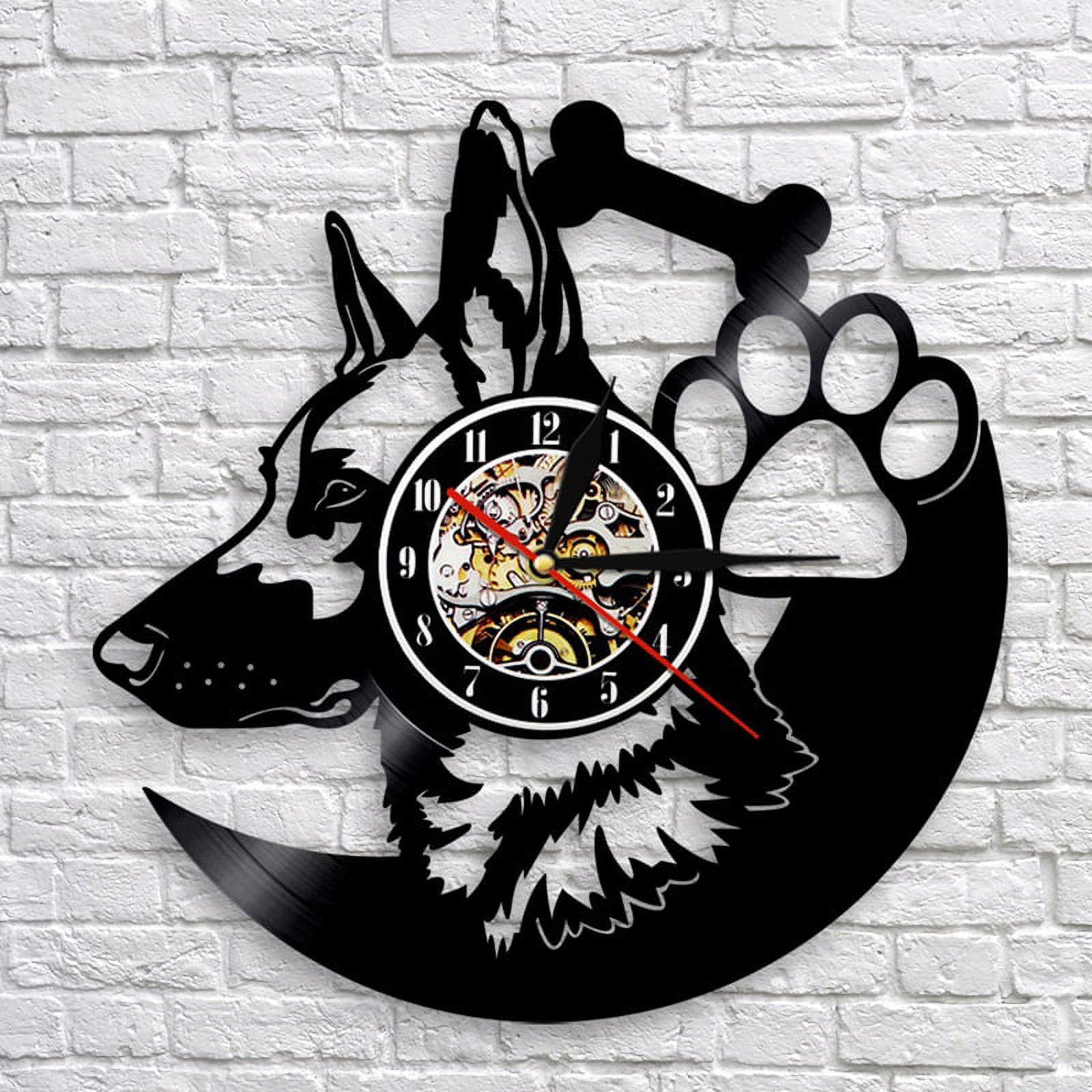 German Shepherd Dog Wall Clock Home Decor Dog Breeds Vinyl Record Dog ...