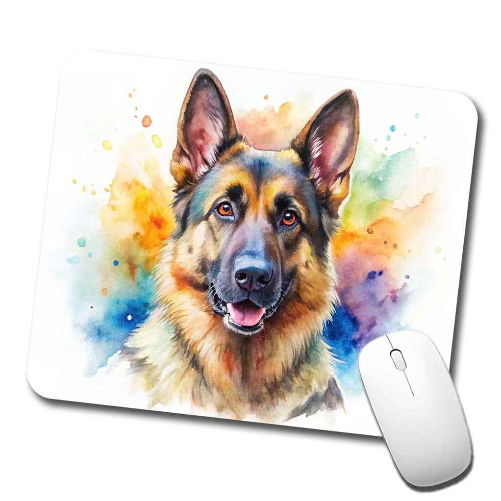 German Shepherd Dog Watercolor Style Mouse Pad Low Profile Gaming Mat ...