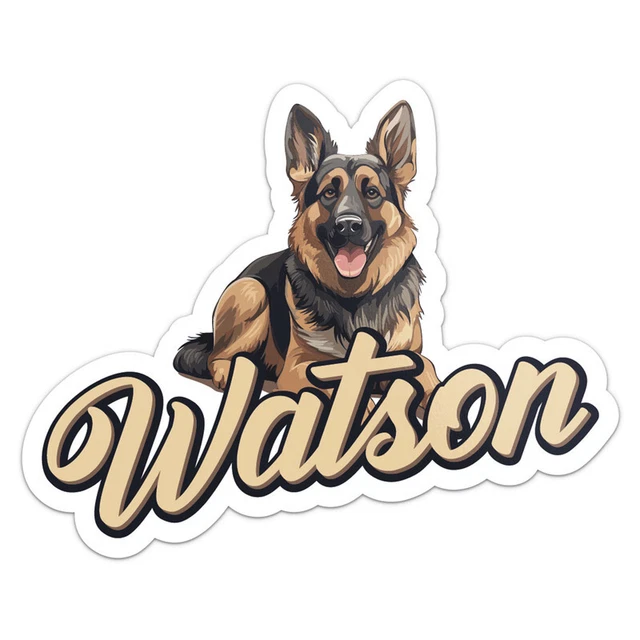 German Shepherd Dog Watson Sticker Phone Decal Water Bottle Stickers ...