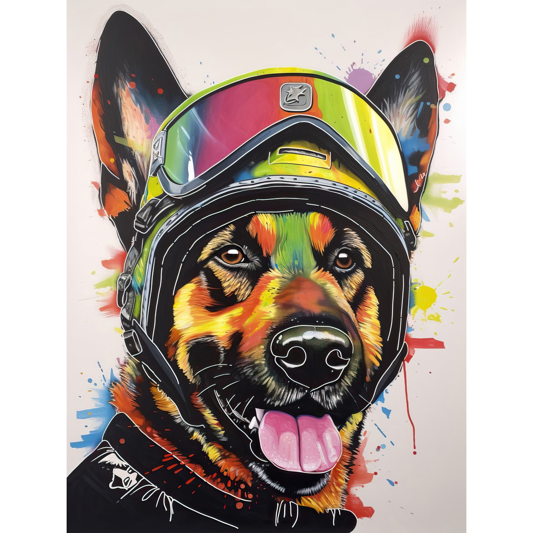 German Shepherd Dog Wearing Ski Helmet and Goggles Extra Large XL Wall ...