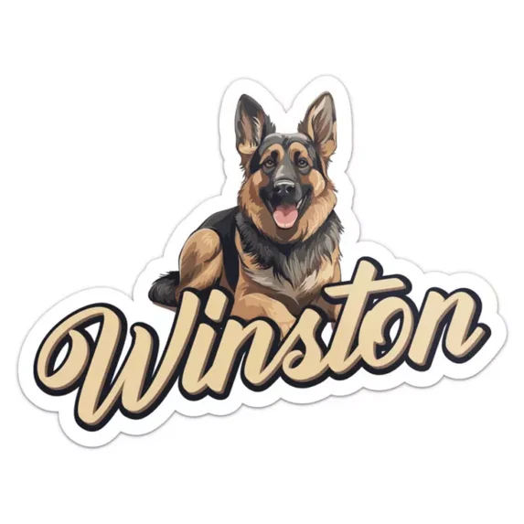 German Shepherd Dog Winston Sticker Phone Decal Water Bottle Stickers ...