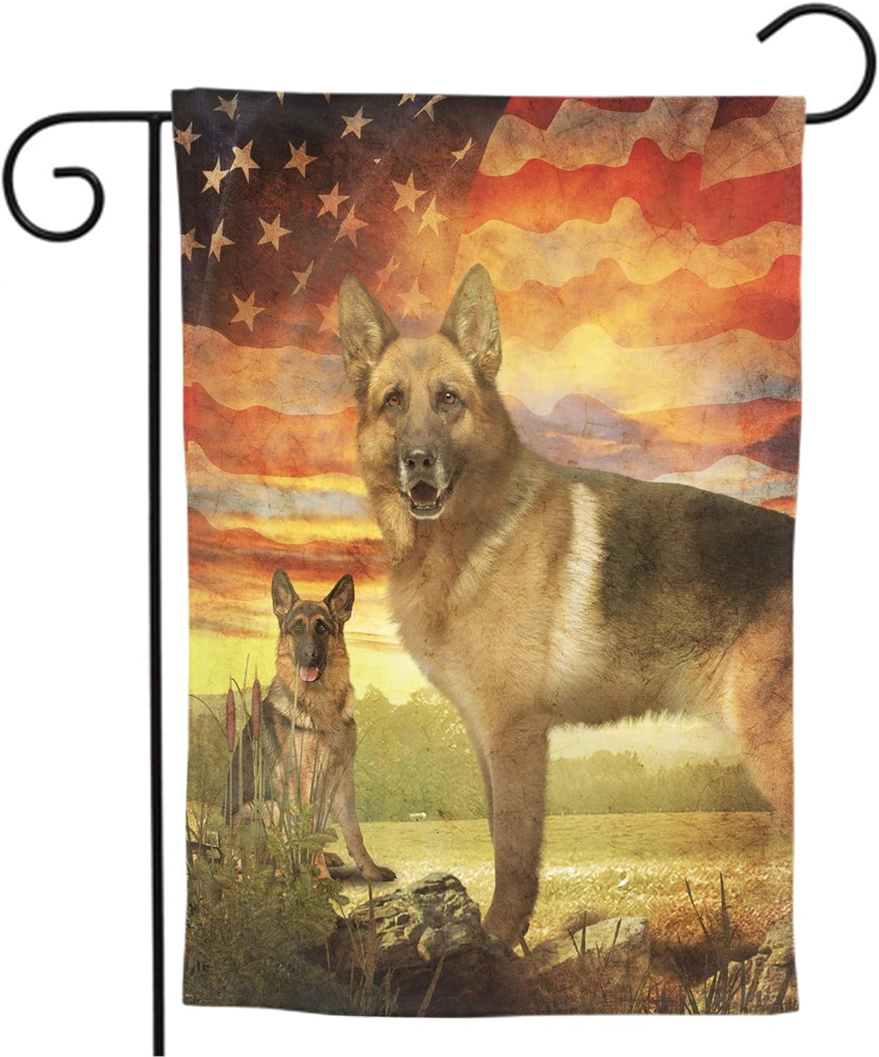 German Shepherd Garden Flag - American Flag Home Decorative Us Pet ...