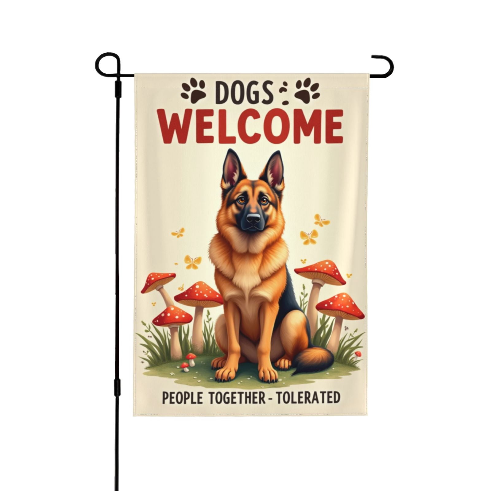 German Shepherd Garden Flag Dogs Welcome People Tolerated Garden Flag ...