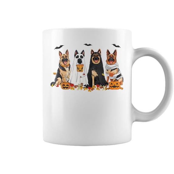 German Shepherd Ghost Dogs Spooky German Shepherd Halloween Coffee Mugs ...