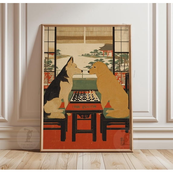 German Shepherd Golden Retriever Chess Poster Unframed Paper Print ...