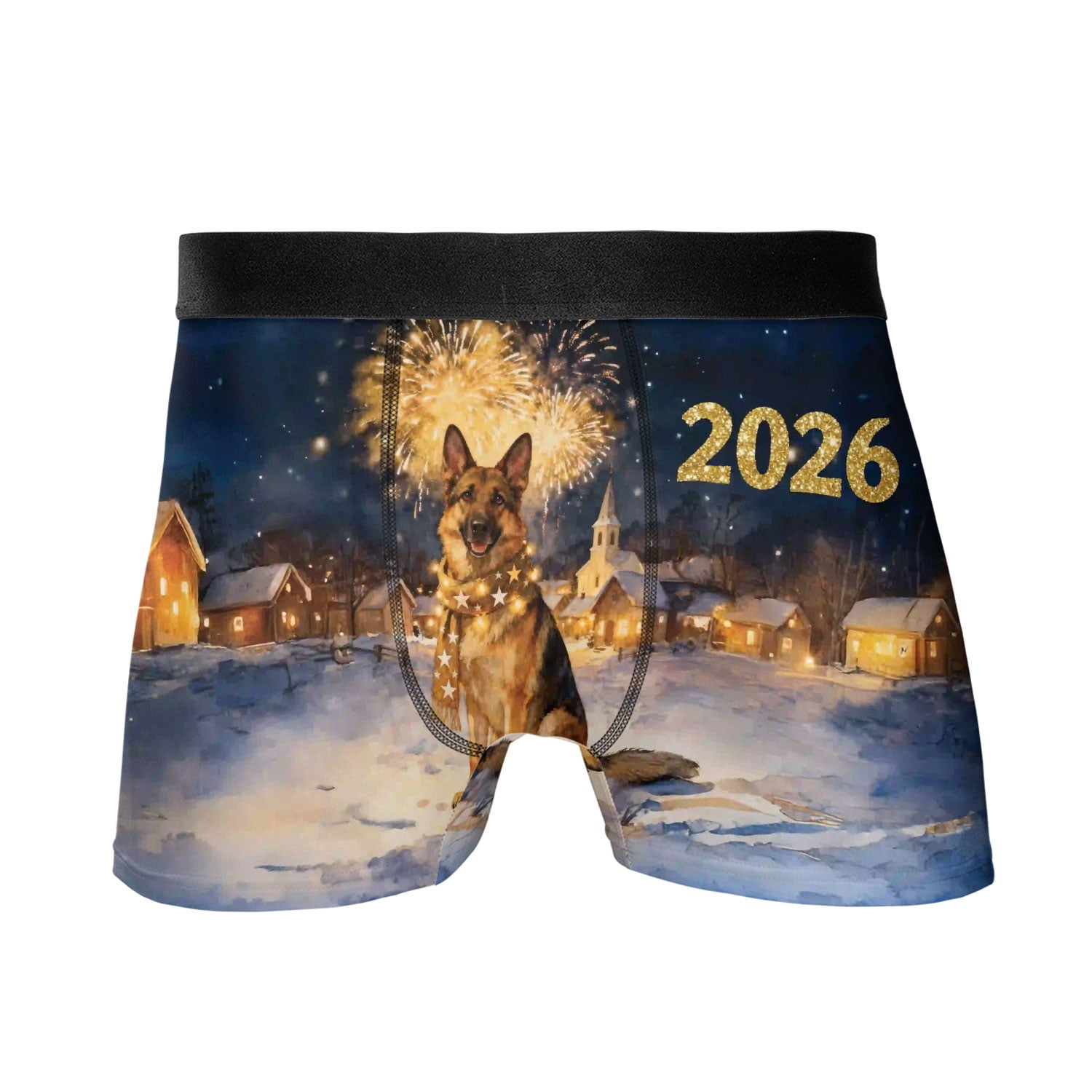 German Shepherd Happy New Year 2026 with Fireworks on New Year's Eve ...