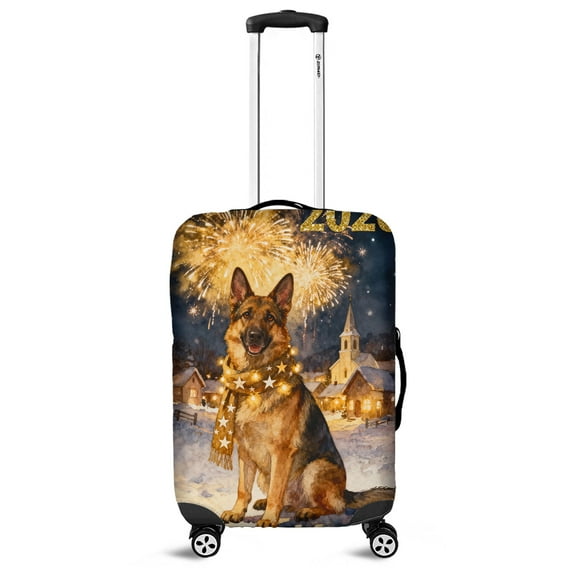 German Shepherd Happy New Year 2026 with Fireworks on New Year's Eve ...