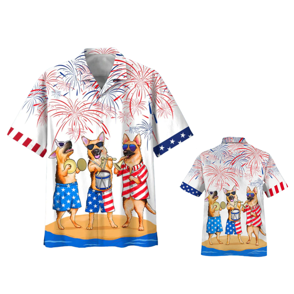 German Shepherd Hawaiian Shirt, Independence'S Day Dog Hawaiian Beach ...