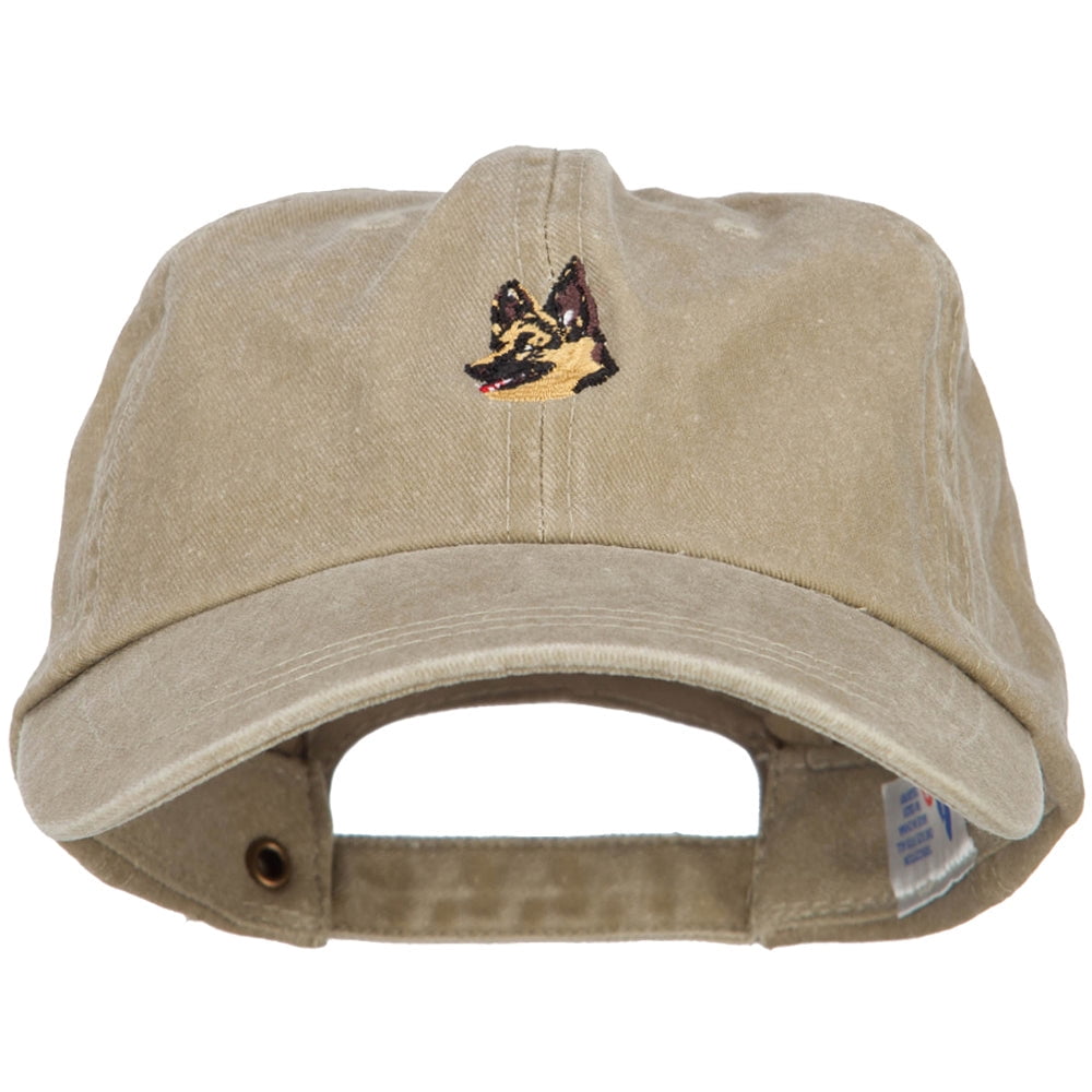 German Shepherd Head Embroidered Washed Cotton Twill Cap - Khaki OSFM ...