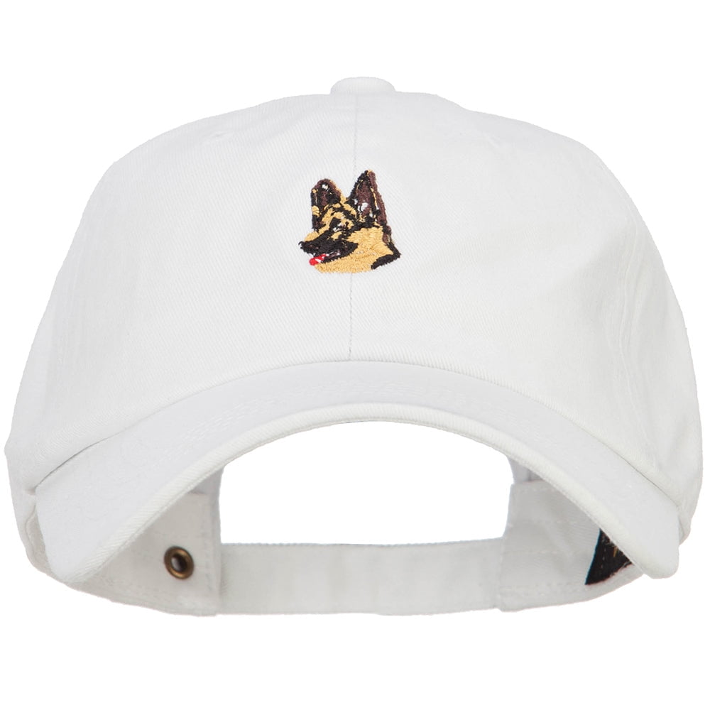 German Shepherd Head Embroidered Washed Cotton Twill Cap - White OSFM ...