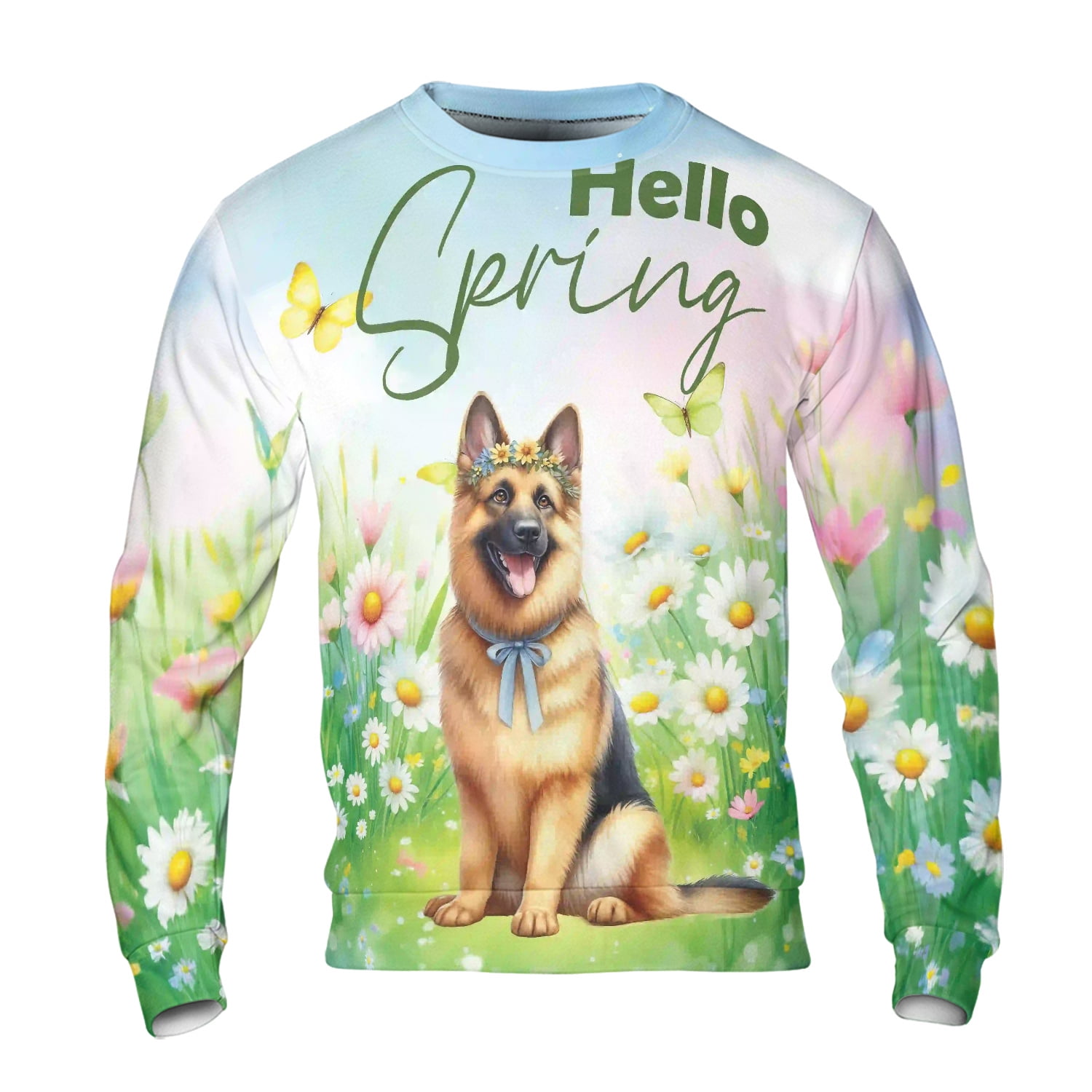German Shepherd Hello Spring Time Flower Floral Nature All Over Print ...