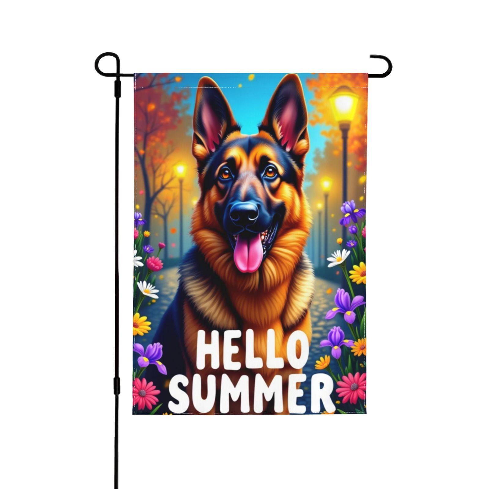 German Shepherd Hello Summer Garden Flag 12.5 X 18 Inch Double Sided ...