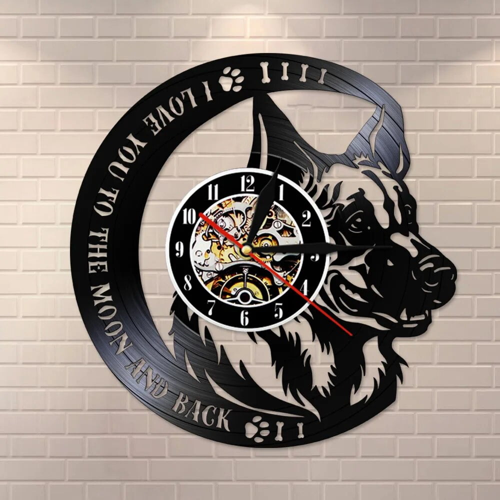 German Shepherd Inspirational Vinyl Wall Clock,Vinyl Record Clock Wall ...