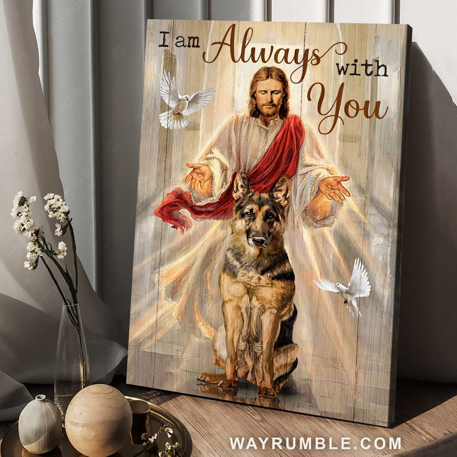 German Shepherd, Jesus artwork, White dove, I'm always with you - Jesus ...