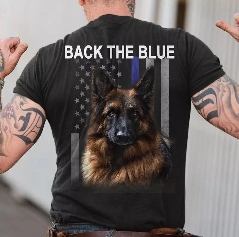 German Shepherd Loyalty Emblem Back The Blue Support Men Unisex T-Shirt ...