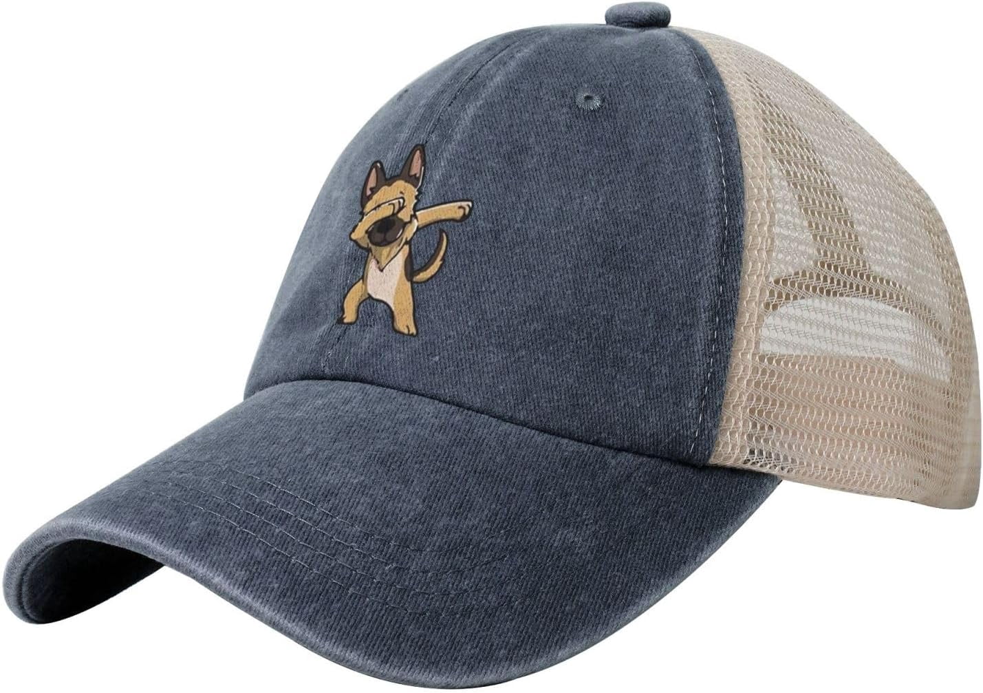 German Shepherd Outdoor Washed Denim Mesh Hat Denim Baseball Cap Cowboy ...