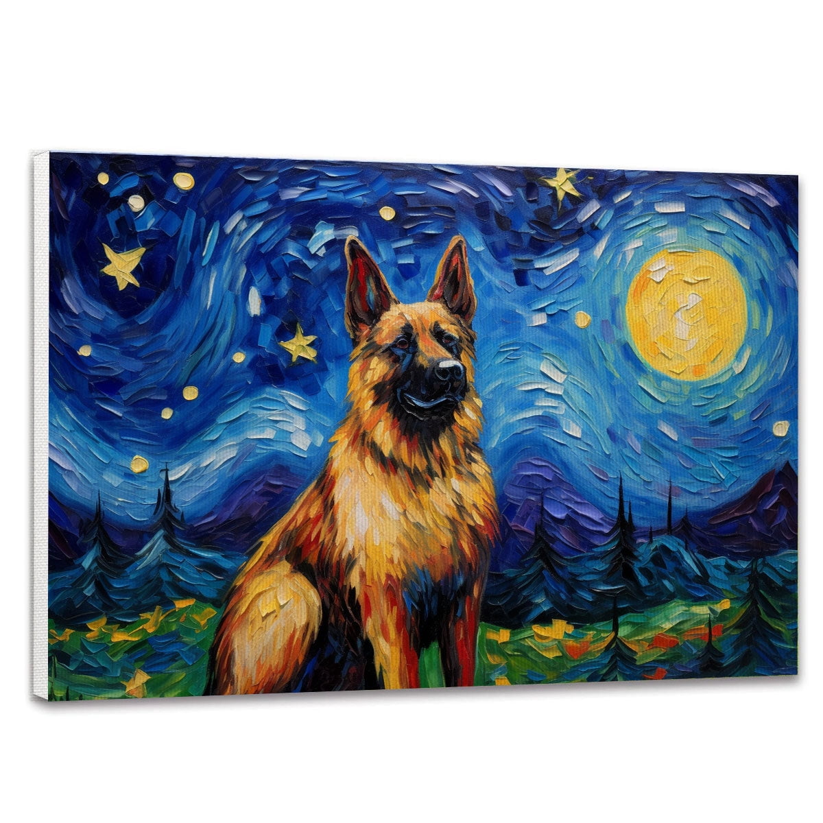 German Shepherd Pet 11X17 Unframed Starry Night Van Gogh Inspired dog ...