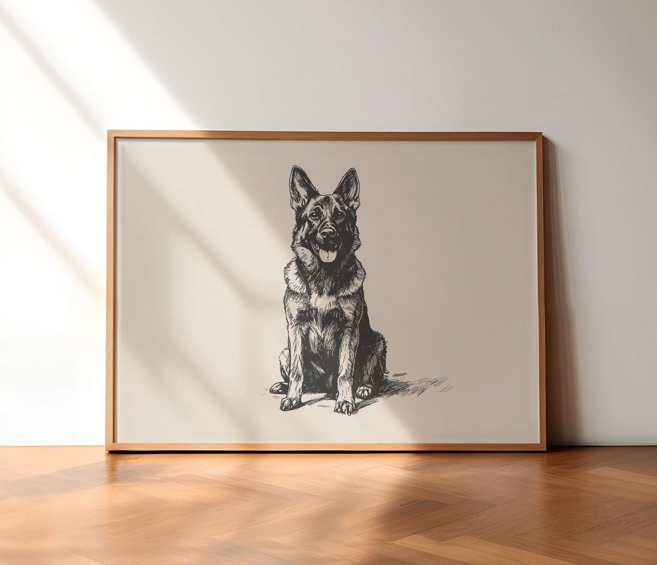 German Shepherd Poster, Dog Vintage Print, Dog Wall Art Decor, Dog ...