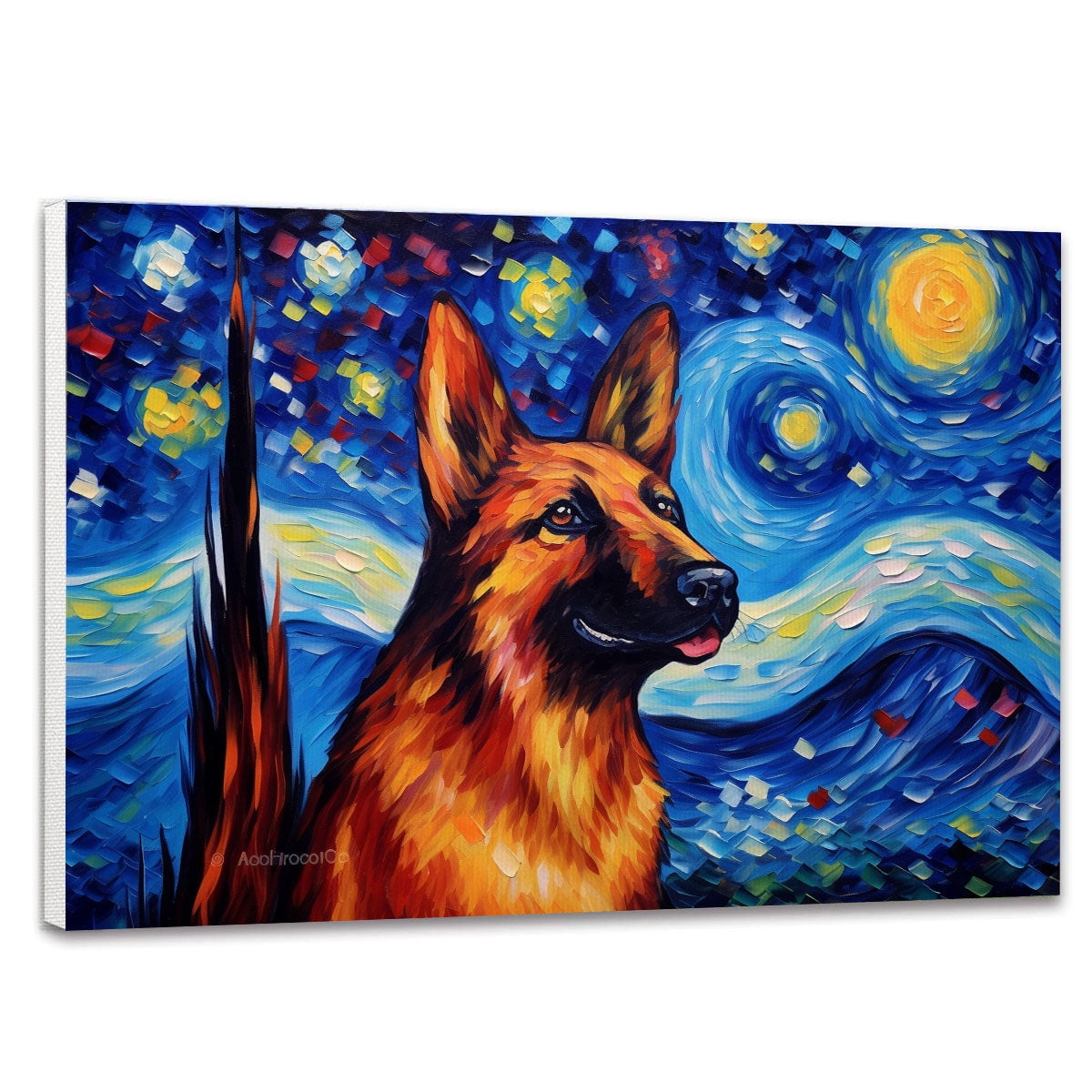 German Shepherd Posters Van Gogh Starry Night Posters Home Canvas Wall ...
