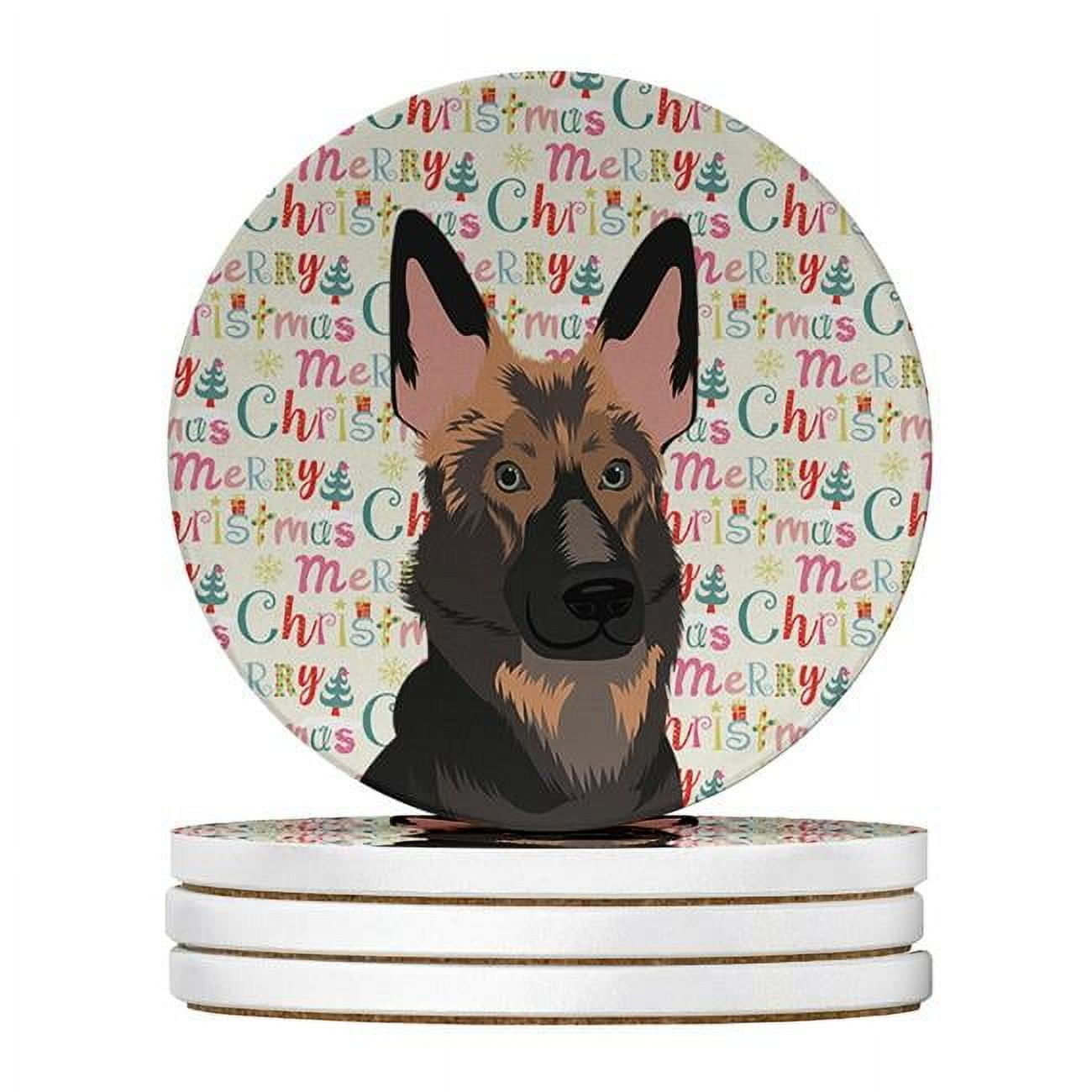 German Shepherd Puppy Christmas Large Sandstone Coasters Pack of 4 4 in ...
