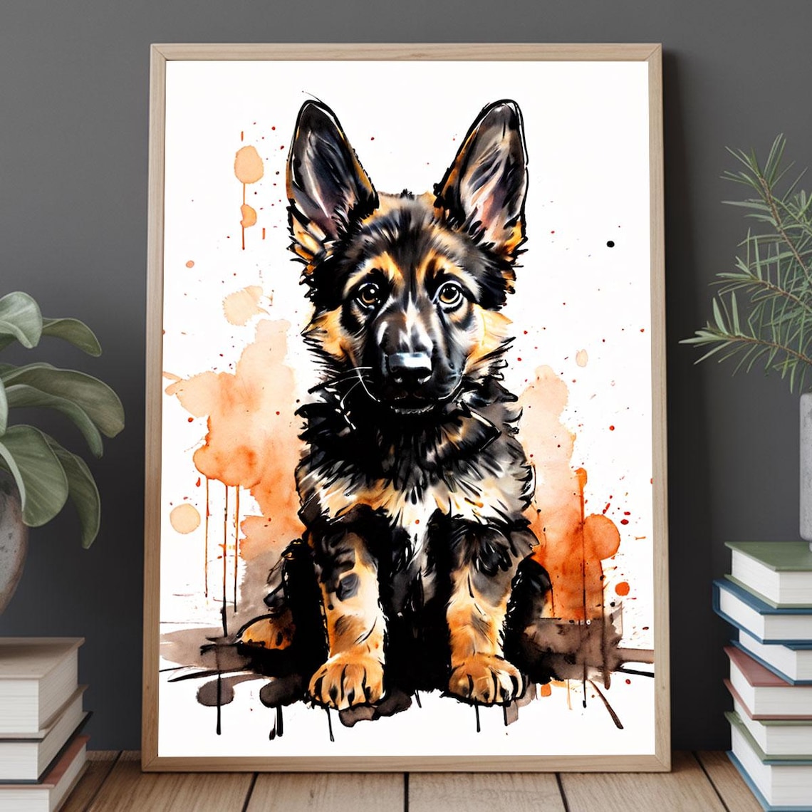 German Shepherd Puppy Poster Dog Lover Wall Art UNFRAMED Poster, Wall ...