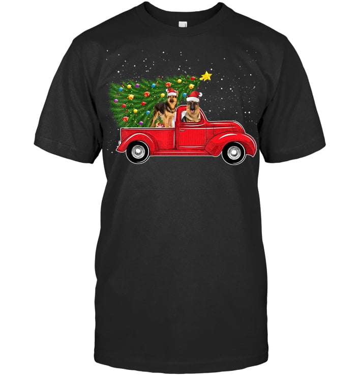 German Shepherd Red Truck Christmas Graphic TShirt Xmas Dog Holiday,for ...