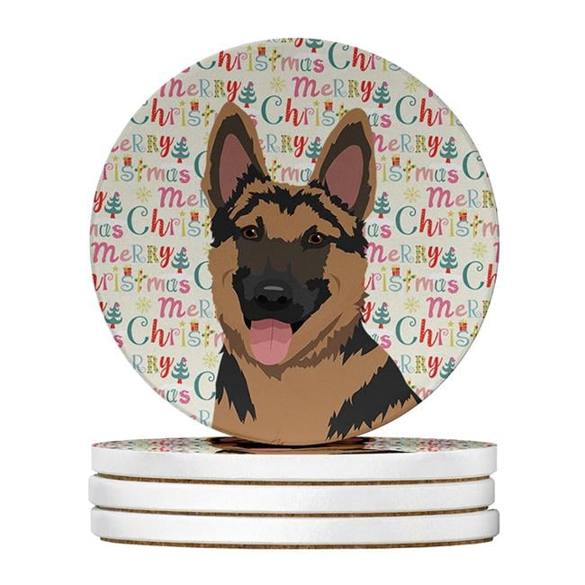 German Shepherd Red and Black Christmas Large Sandstone Coasters Pack ...