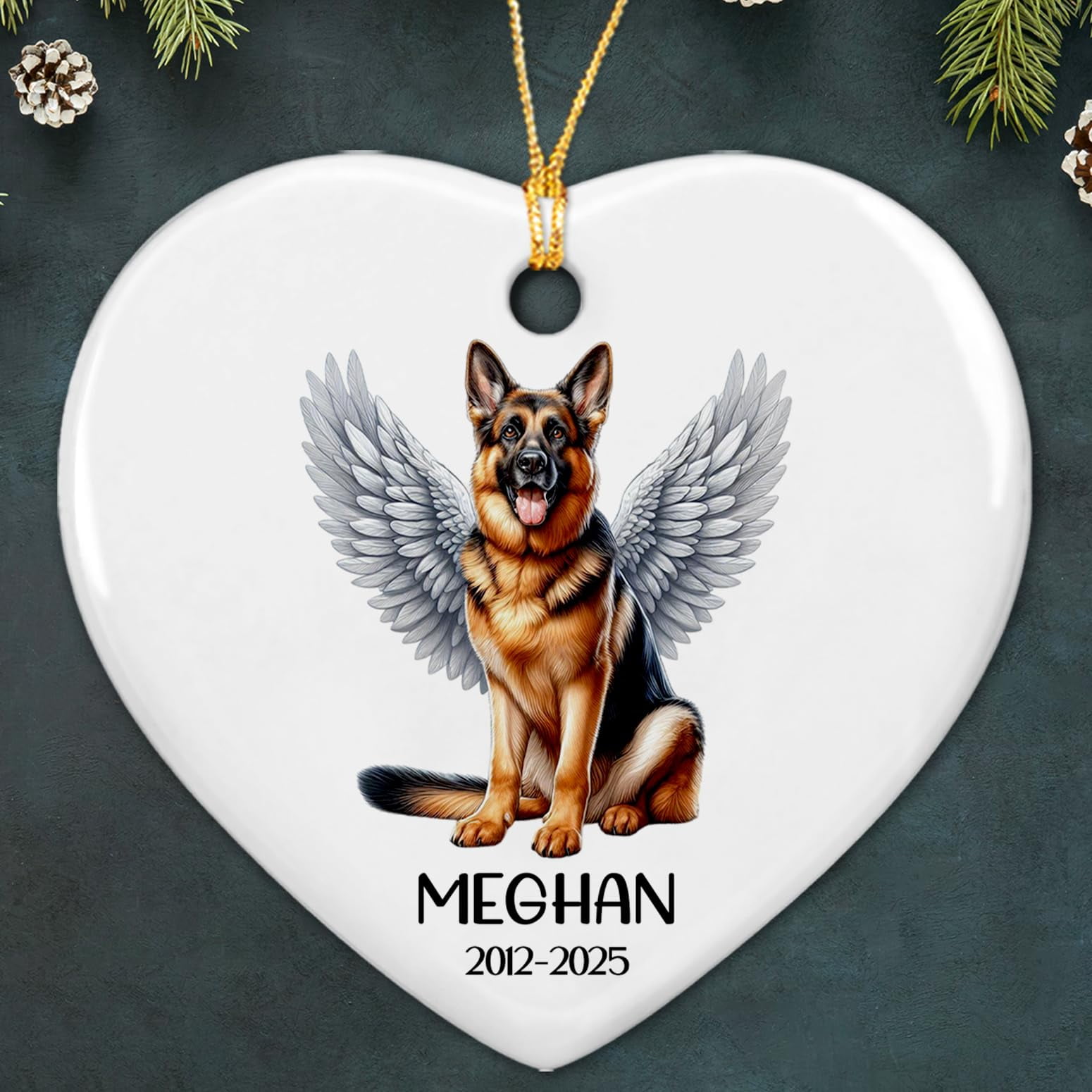 German Shepherd Remembrance Ceramic Ornament Gift, Personalized German ...