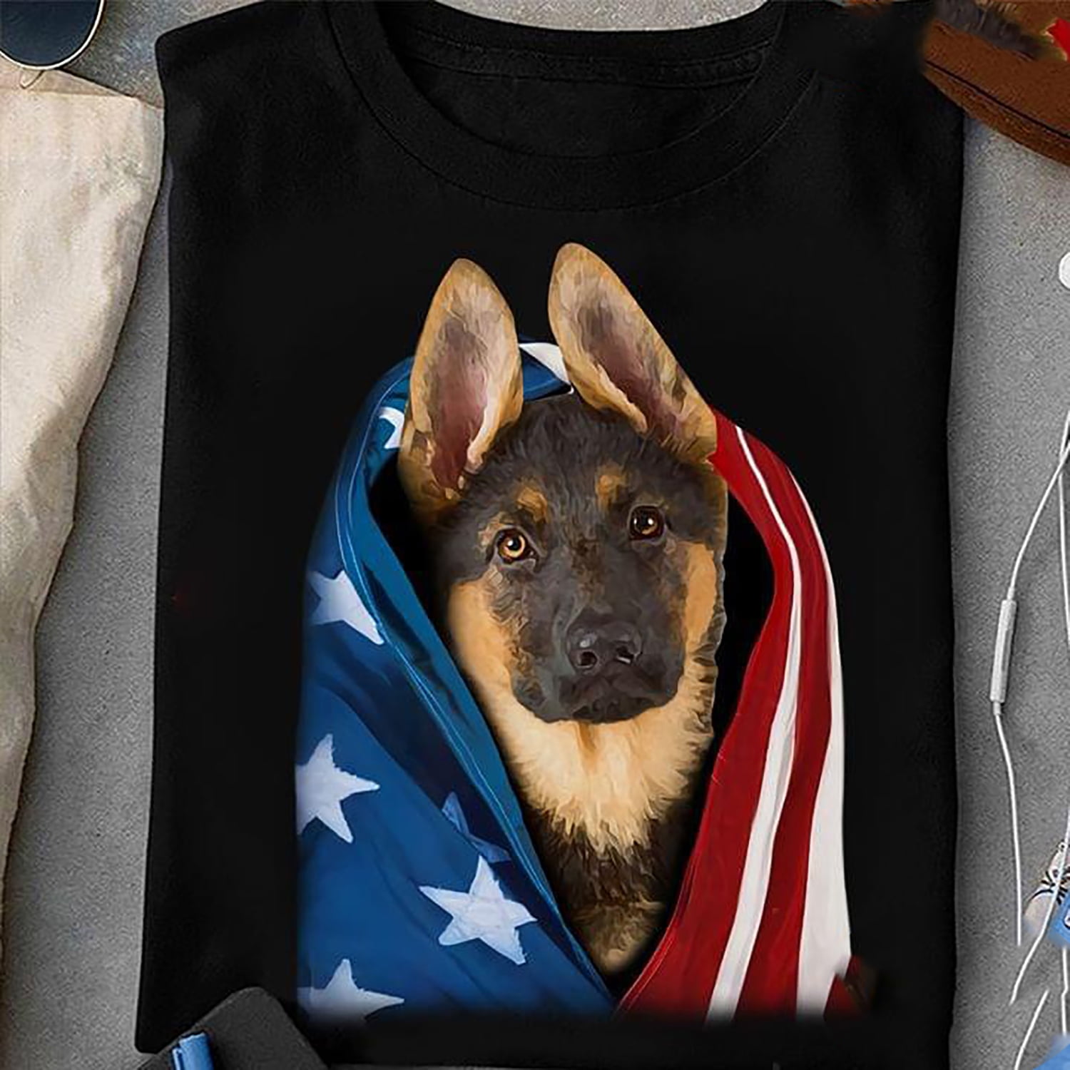 German Shepherd Shirt, American Flag German Shepherd - Walmart.com