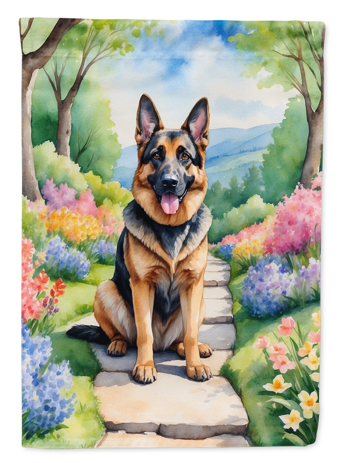 German Shepherd Spring Path House Flag 28 in x 40 in - Walmart.com