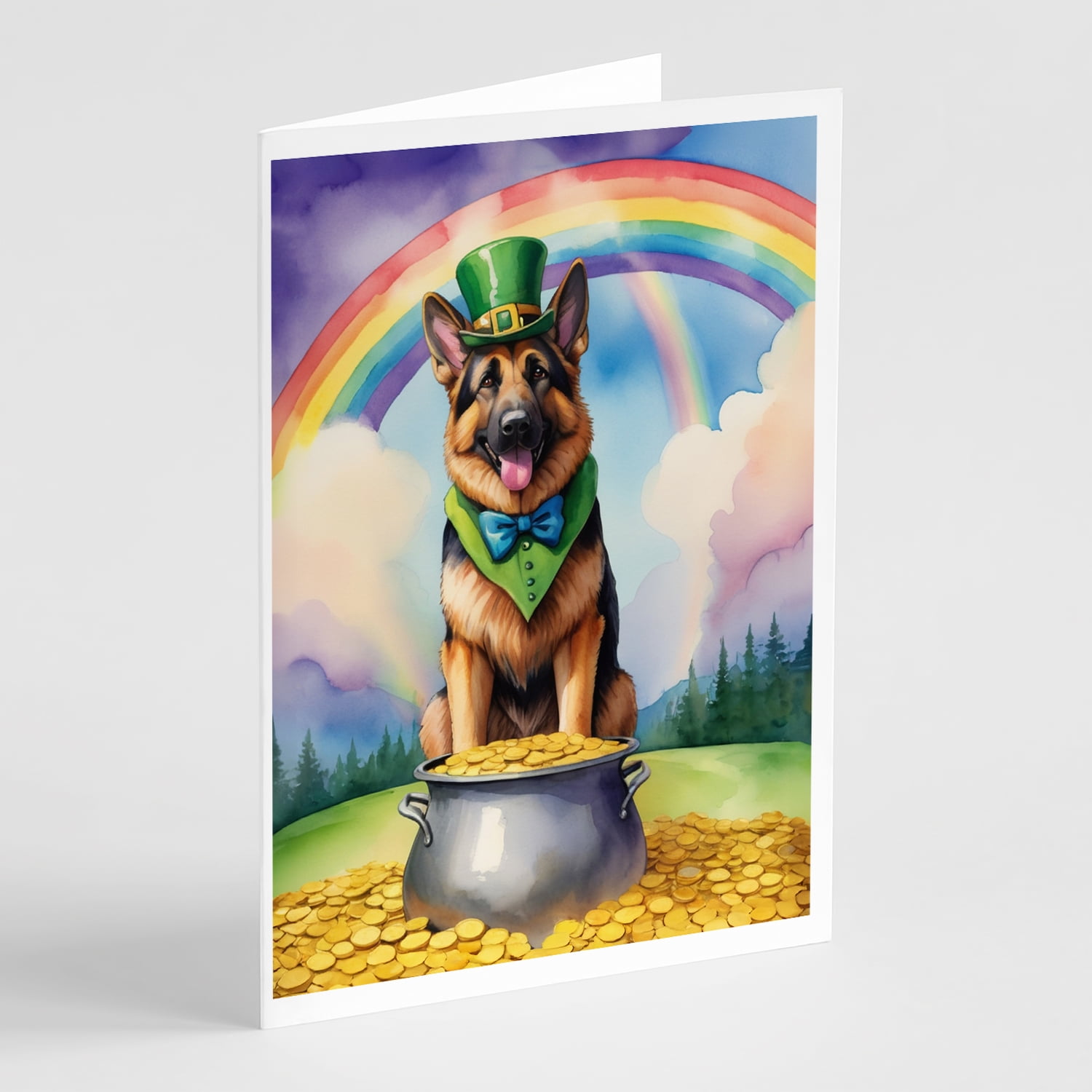 German Shepherd St Patrick's Day Greeting Cards Pack of 8 7 in x 5 in ...