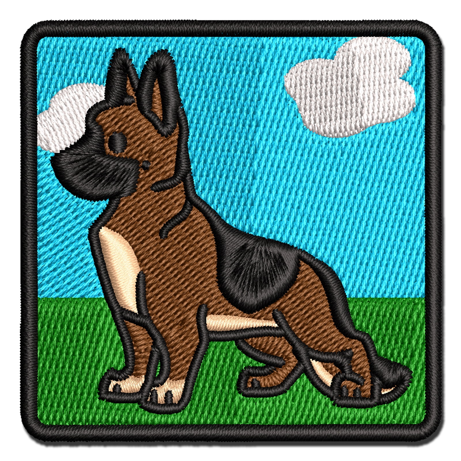 German Shepherd Standing Dog Applique Multi-Color Embroidered Hook ...