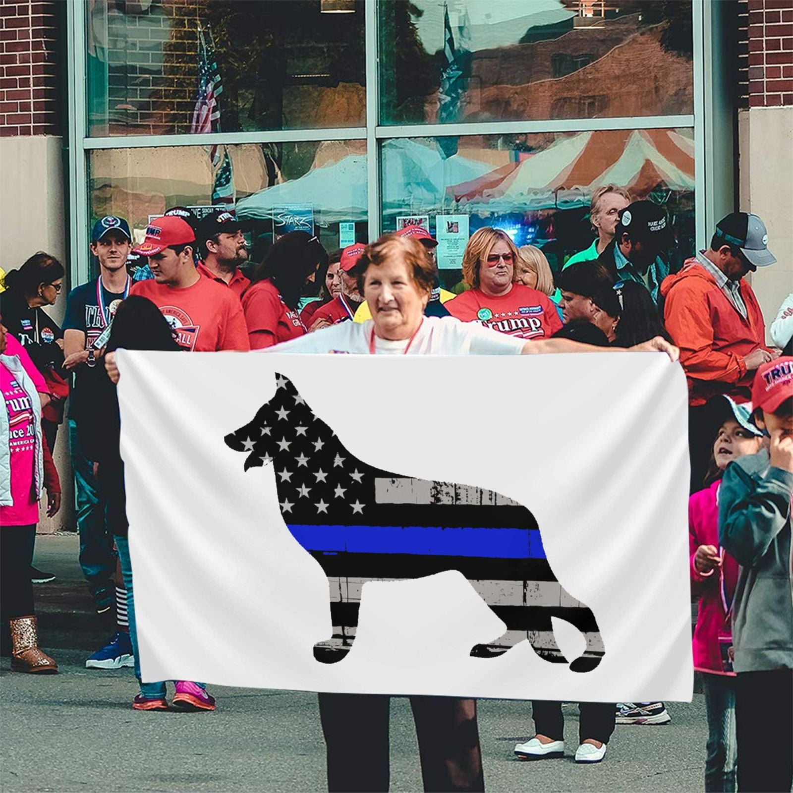 German Shepherd - Thin Blue Line K9 Logo Banner Breeze Flag Outdoor Flags Home Flag Garden Flag ...