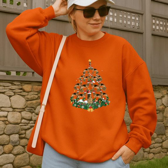 German Shepherd Tree Lights Father Christmas Hat Holiday Gift ...