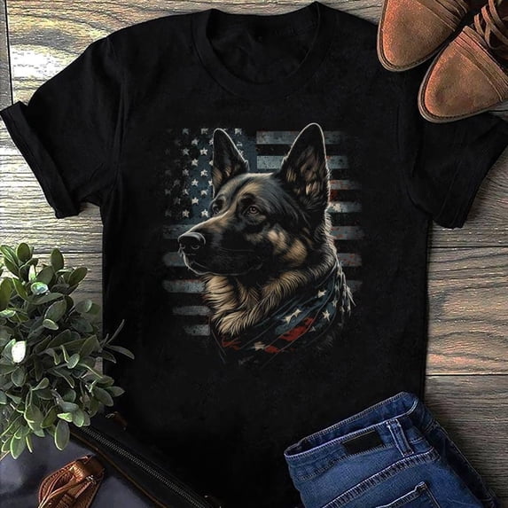 German Shepherd USA Flag Patriotic Shepherd T-Shirt - German Shepherd T ...