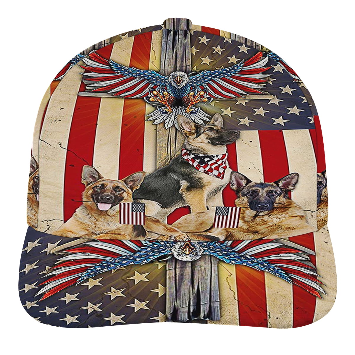 German Shepherd Under God American flag baseball cap hat - Walmart.com
