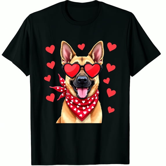 German Shepherd Valentines Day Dog Lover Heart Graphic Crew Neck Short ...