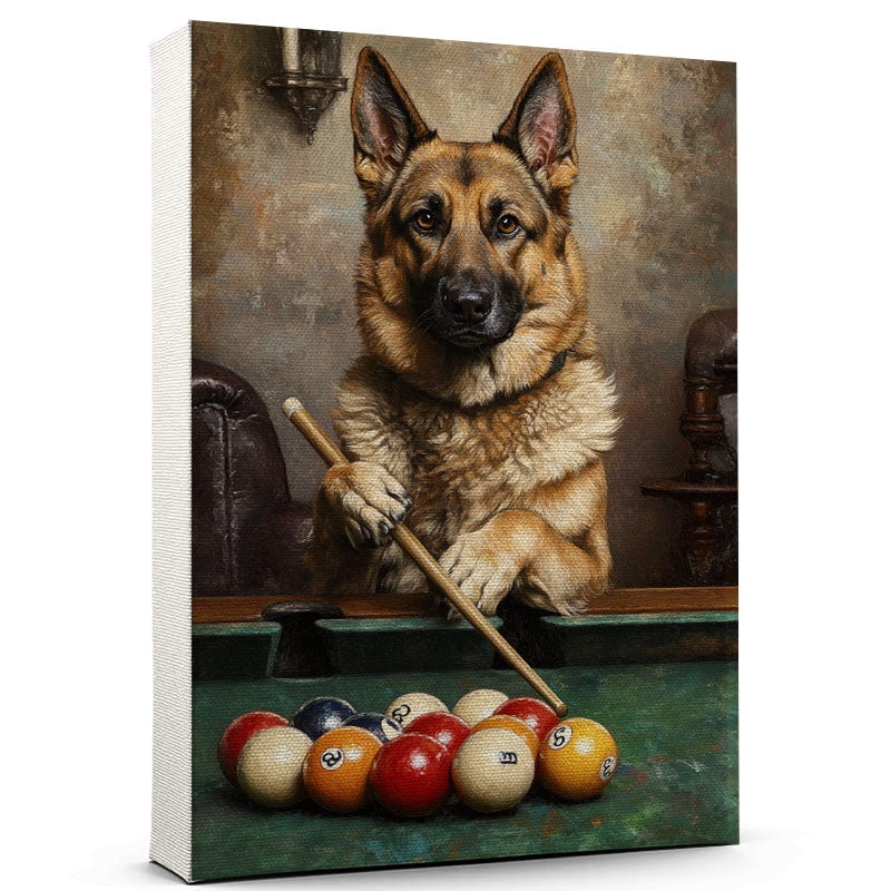 German Shepherd Vintage Dog Billiards Canvas – Artistic Sports, German ...