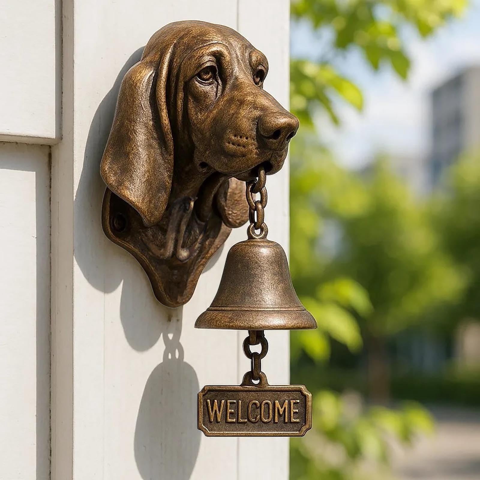 German Shepherd Welcome Bell - Antique Bronze Dog Head Wall-Mounted ...