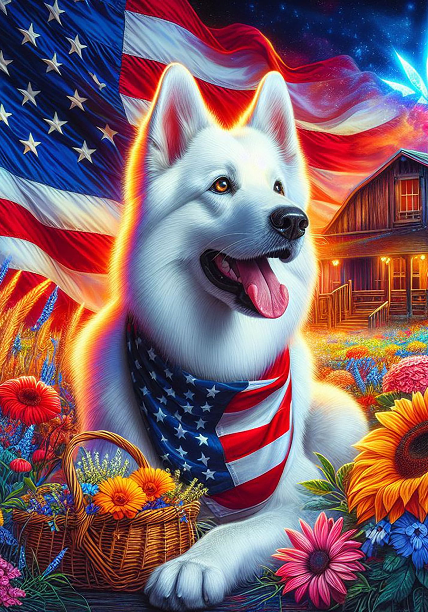 German Shepherd White - Best of Breed DCR Patriotic I House Flag ...