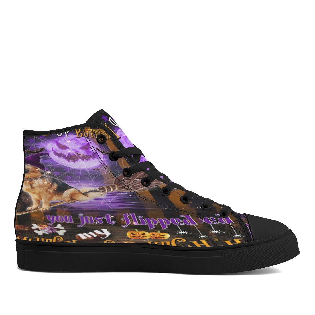German Shepherd Witch Switch Halloween High Top Canvas Shoes Sneakers ...